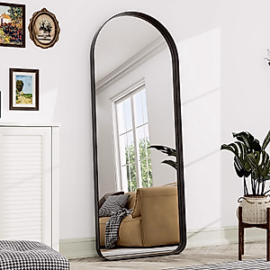 XRAMFY 65"x22" Arched Full Length Mirror, Black Metal Framed Bathroom Floor Mirror,Wall Mirror,Leaning Hanging for Home and Living Room