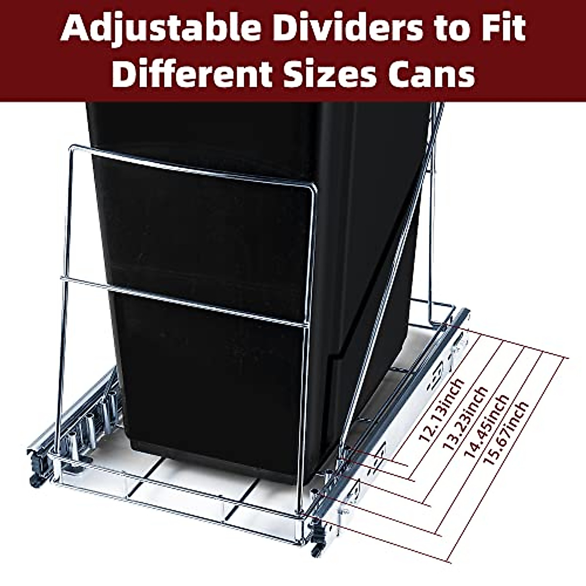 Pull Out Trash Can for Under Cabinet, Adjustable Slide Out Shelf for Kitchen, Cabinet Trash Can Pull Out Kit- bin not Included