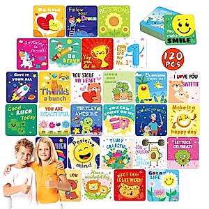 YTSQLER Lunch Box Notes for Kids, 120 Motivational Inspirational Lunch Notes Cards for Kids Girls Boys with Punny Reward Stickers, Thinking of You Cards Kids Lunch Accessories School Supplies