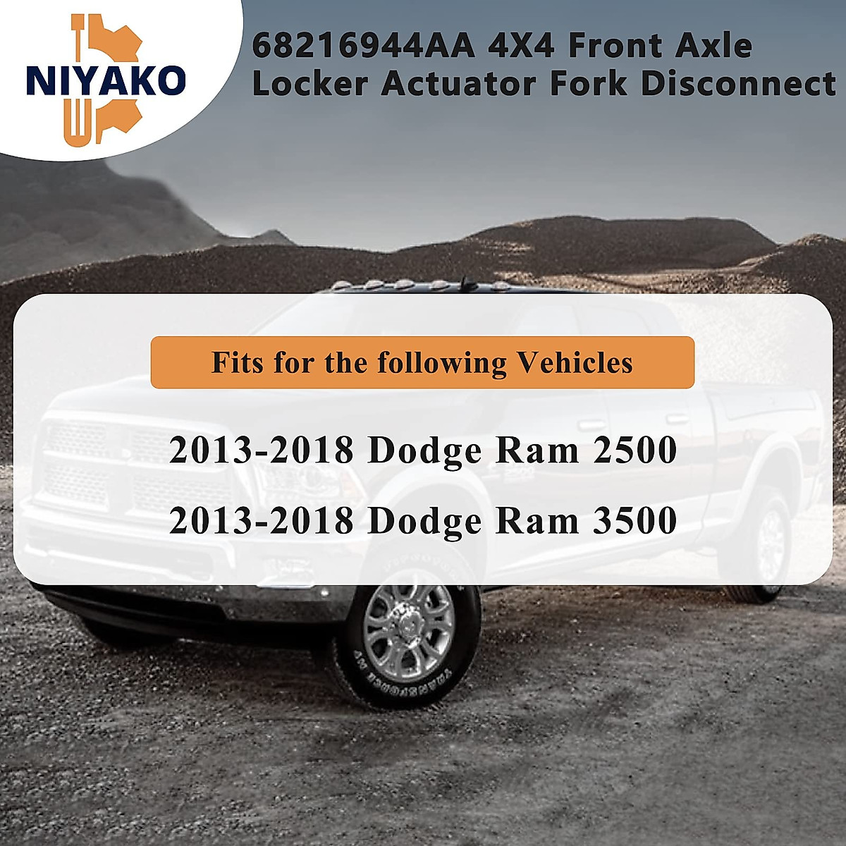 Niyako 4x4 Front Axle Actuator Fork Disconnect Assembly Replacement# 68216944AA 68216944AB Fit 2013-2018 Ram 2500 3500 4WD