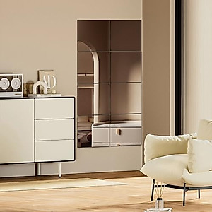 LTENG Frameless Glass Mirrors, Full Length Mirror Tiles 8PCS (8" X 8"),Large Wall for Gym,Bedroom,Door,Bathroom