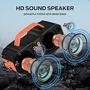 Bluetooth Speaker, BUGANI M83 50W Portable Wireless Bluetooth Speakers, Bluetooth 5.2, Wireless Two Pairing,IPX6 Waterproof Outdoor Speaker, Stereo Super Power Sound,For Outdoors,Camping,Party, Orange