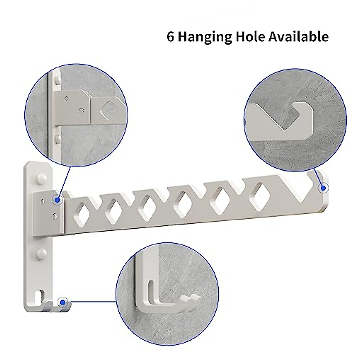 dancrul White Clothes Hanger Rack Wall Mounted Drying Rack Coat Hook Laundry Room Accessories Closet Organizer
