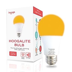 hooga Sleep Light Bulb, Amber Light Bulbs for Sleep Therapy, Blue Light Blocking, 1600K Dim Light Bulbs 45W Equivalent, Mood Soothing Light, E26 A19 Warm Light Bulbs for Bedroom, Nursery, 1 Pack.