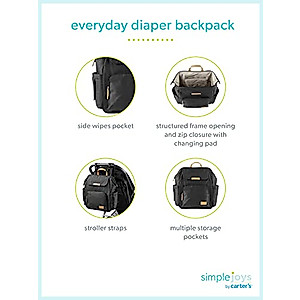 Simple Joys by Carter's Everyday Diaper Backpack, Black, One Size