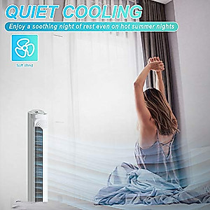 Airvention Tower Fan for Bedroom, Ultra Quiet Breezing, 90° Wide Angle Oscillating Air Circulator, 3 Speed Levels, Small Footprint Design, 32 inch Middle Tower Standing Fan, Space Saving, FZ09, White