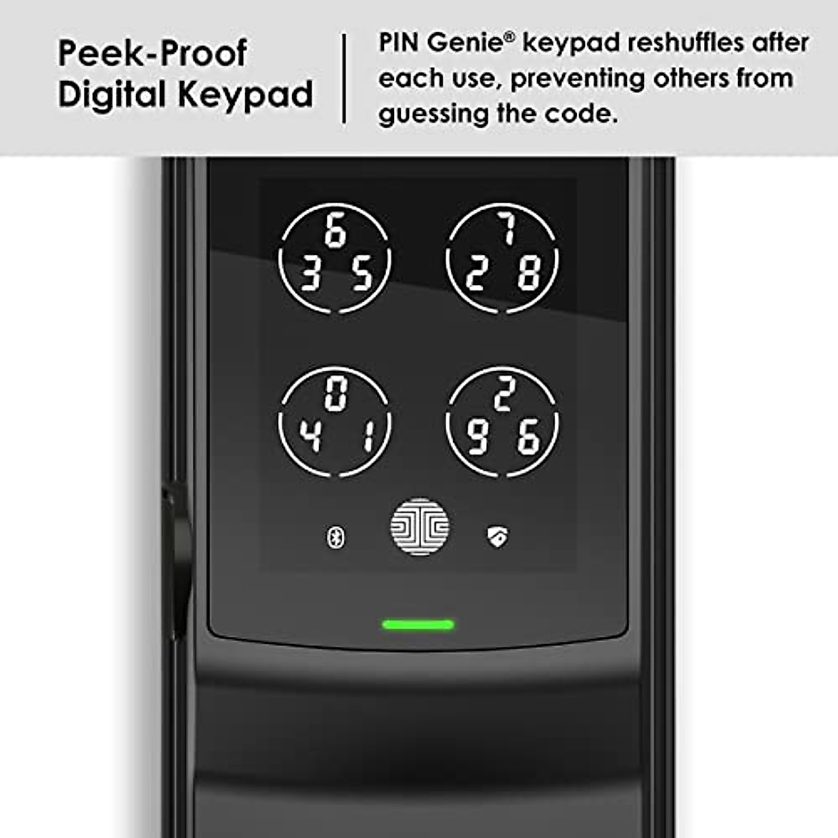 Lockly Secure Pro, Wi-Fi Smart Lock, PIN Genie® Keypad, 3D Biometric Fingerprint Sensor, Auto Lock Deadbolt (Matte Black, a Special Edition for Special Door Frame and Thick Fingers)