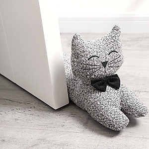 CERAYOU Cat Fabric Under Door Draft Stopper, 3LB Heavy Duty Decorative Soundproof Door Draft Blocker, 34 Inch Animal Energy Saving Draft Guard, Gentleman