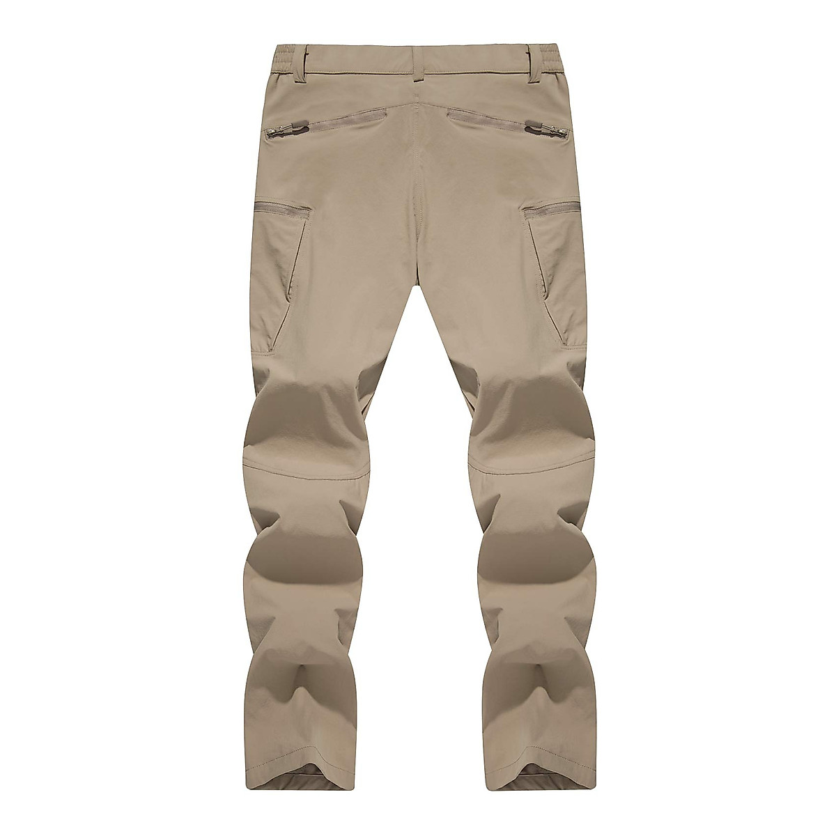 TACVASEN Men's Quick-Dry Pants Water-Resistant 8 Pockets Ripstop Hiking Pants Khaki, 32