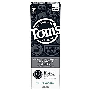 Tom's of Maine Luminous White Toothpaste With Charcoal, Wintergreen, 4 oz. (Packaging May Vary)