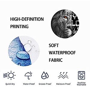 Dia Magico 4PCS Lion Shower Curtain Set, Inspirational Quotes Majestic Lion King African Wildlife Safari Wild Animal Cool Men Bathroom Decor, Waterproof Fabric Black Shower Curtain, Non-Slip Bath Mat