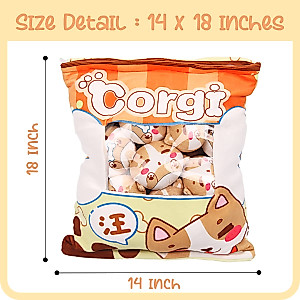 ARELUX Cute Corgi Plush Pudding Pillow:Snack Pillow Toys Bag Removable Stuffed Animal 8Pcs Sets Creative Plush,Soft Dog Puppy Plushie Throw Pillow,Dolls Friends Family Member