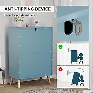 NOVALLA 4 Drawer Dresser, Chest of Drawers, Modern Dresser with Storage, Organizer Unit for Bedroom, Living Room, Hallway, Entryway, Closet(Blue)