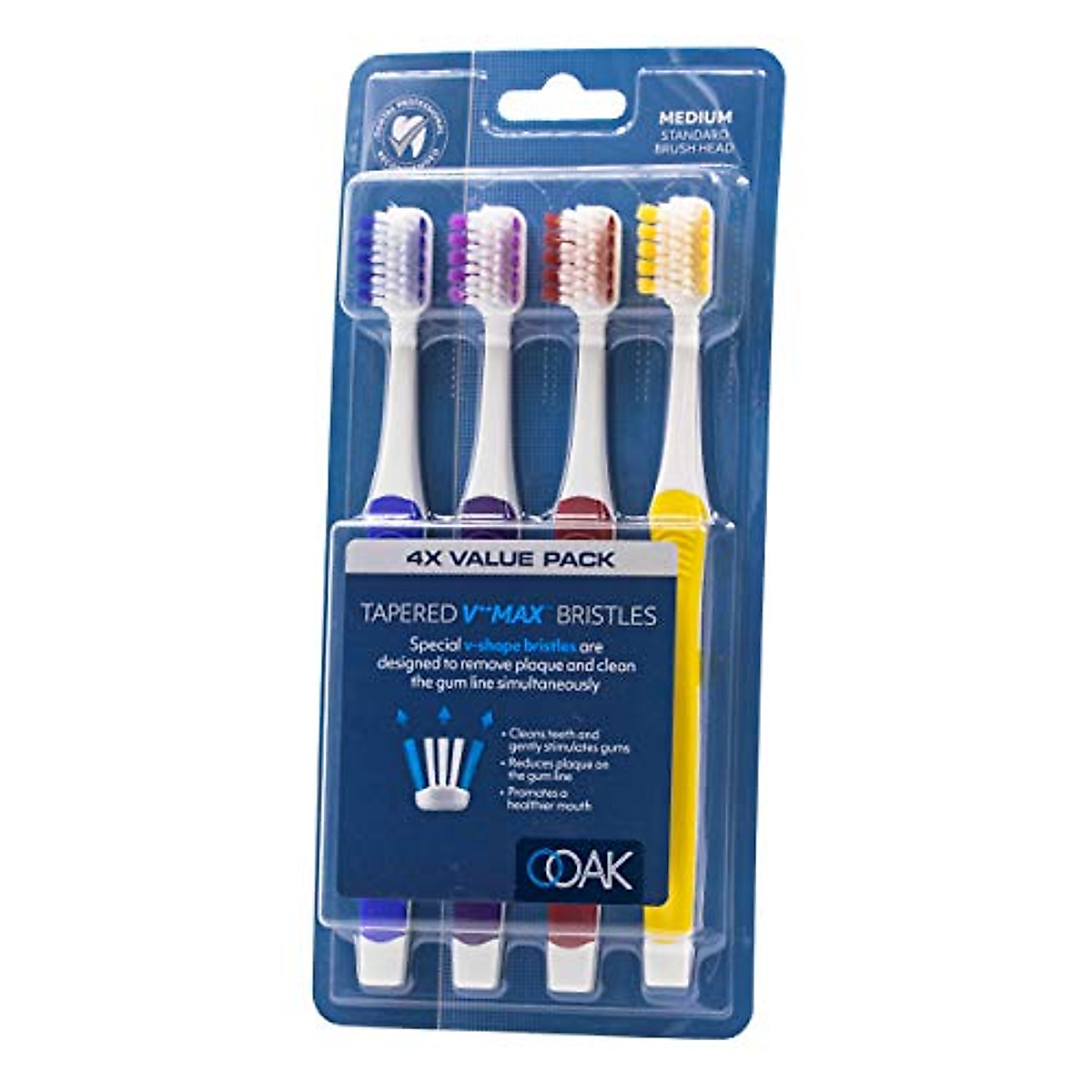 OOAK Toothbrush, Tapered V++Max Med Bristles, 4 Count