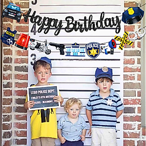 Police Birthday Party Banners 2Pcs Policeman Happy Birthday Banners Police Officer Party Hanging Decoration Police Party Banner for Cops Theme Baby Shower Supplies