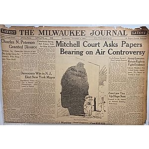 The Milwaukee Journal, Wednesday, November 4, 1925 ([Billy] Mitchell Court Asks Papers Bearing on Air Controversy; James J. Walker Elected New York Mayor; U.S. Warships Speed to Syria)