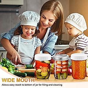 16 oz 6 Pack Glass Mason Jars with Plastic and Metal Airtight Lids Regular Mouth Glass Jars Clear Canning Jars for Food Storage Overnight Oats Food Snacks Candies DIY Projects (Wide Mouth)