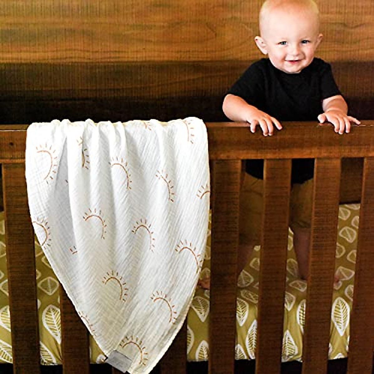 Brilliant Bambino - Baby Swaddle Receiving Blanket - 2 Pack | Boho Safari Animals & Sunrise Set | Muslin Cotton Blend | Newborn Essentials | Boys & Girls Baby Stuff | Swaddle Blanket