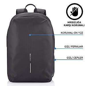XDDesign Bobby Soft 16 Liter Anti Theft Laptop Backpack with Padded 15.6" Laptop Sleeve,RFID Protected Pocket, Waterproof, USB Charging Port, travel backpack carry on flight approved for men and women