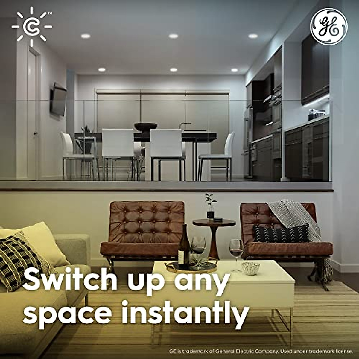 GE Lighting CYNC Smart Tunable White A19 LED Light Bulb, 60W Replacement, Bluetooth/Wi-Fi Enabled, Alexa + Google Home Compatible Without Hub, 2-Pack (Packaging May Vary)