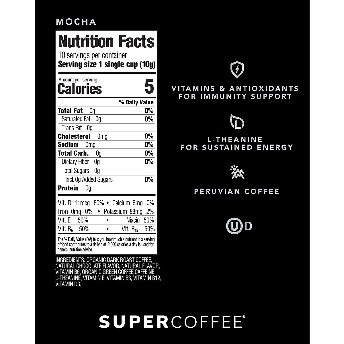 KITU SUPER COFFEE Pods, Energy & Immunity (2x Caffeine, Vitamins, Antioxidants) [Mocha] 60 Count | Keto Coffee Pods Compatible with Keurig 2.0 K-Cup Brewers