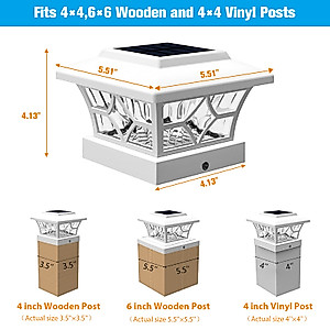VOLISUN Solar Post Cap Lights Outdoor, Solar Powered Fence Post Cap Lights for 4x4 Vinyl/Wood Post, White Waterproof Solar Deck Post Lights 4Pack Cool/Warm for Garden Patio Porch...