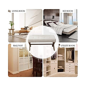 chairus Fabric Upholstered Entryway Bench Seat, 36 inch Bedroom Bench Seat with X-Shaped Wood Legs for Living Room, Foyer or Hallway - Cream