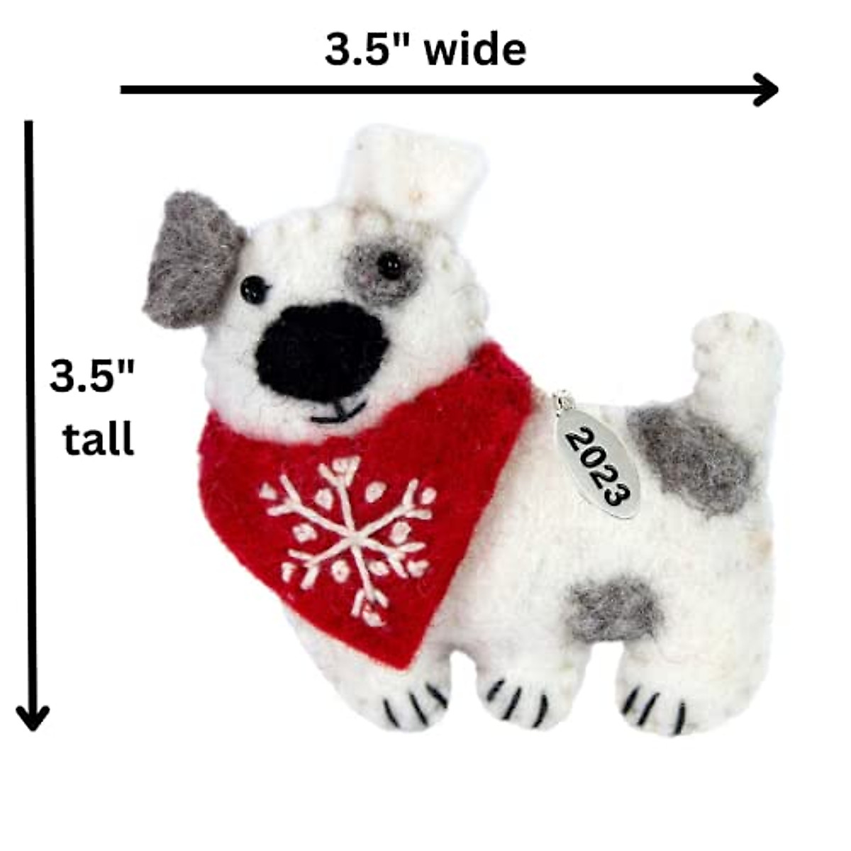 Dog Christmas Ornaments 2023 - Felt Christmas Ornaments - Dog Gifts for Women - Small Dog Ornaments, Fair Trade, Hand Felted Made in Nepal - Dog Lover Comes in an Organza Bag so It's Ready for Giving