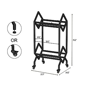VEDECASA Bookshelf Book Cart Rack Industrial Metal Bookcase 2 Tier Holder with Wheels Modern Stylish Design Magazines Files Album Recipe Book Storage Organizer for Sofa End Bed Beside