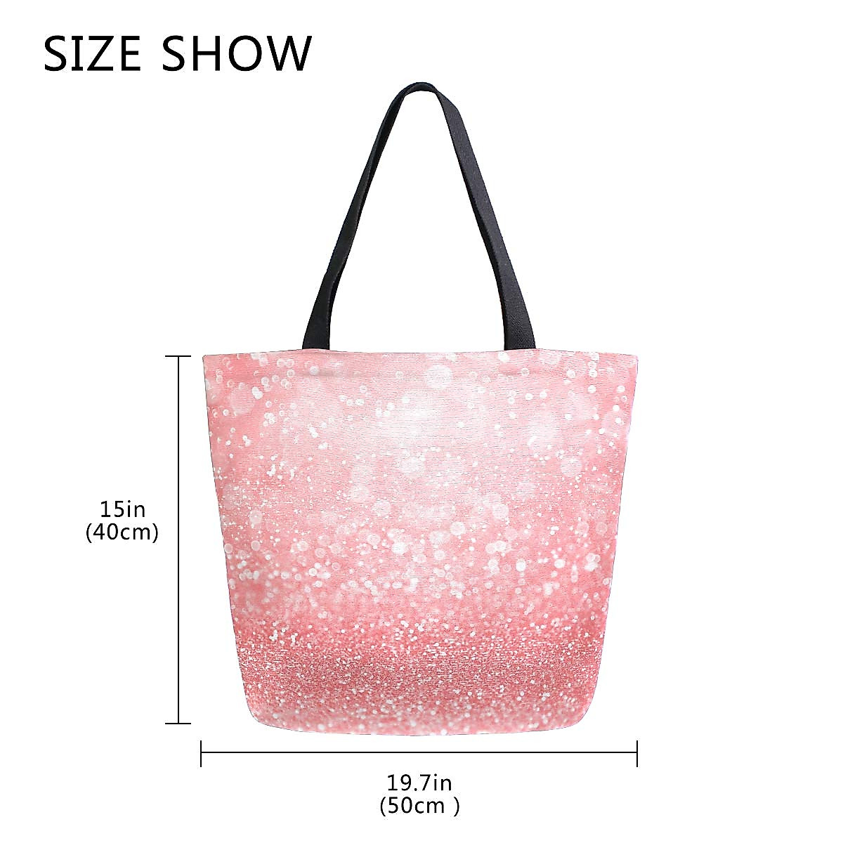 Coral Pink Canvas Tote Bag Reusable Grocery Bags Tote Carrying Bag with Handles