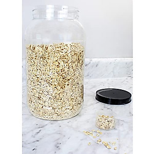 Cornucopia Brands Gallon Plastic Jars (2-Pack); Clear Round Containers with Black Ribbed Lids, BPA-Free 4-Quart Large Size