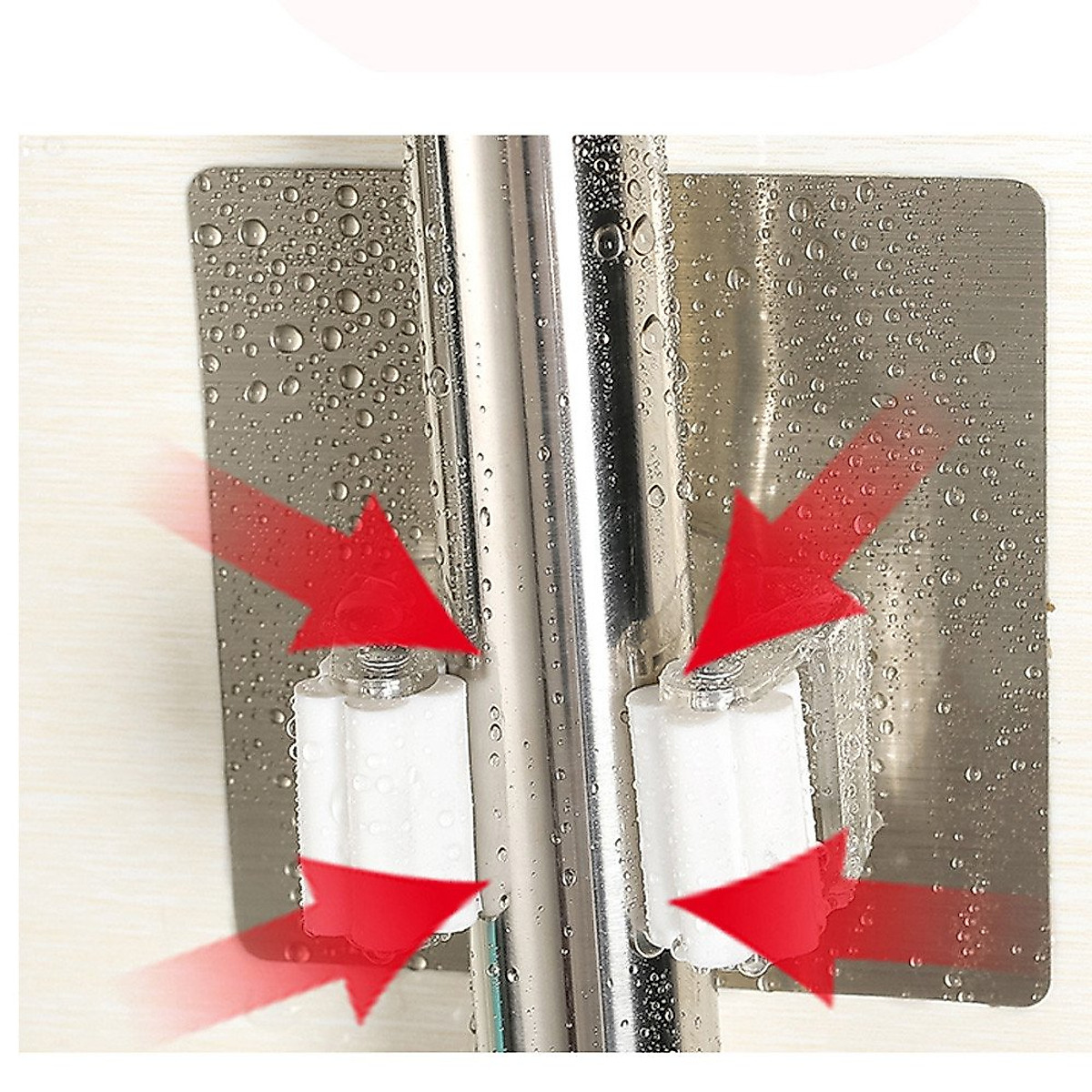 LIEJIE Mop and Broom Holder Wall Mounted Mop Organizer Holder Broom Mop Holder Brush Broom Hanger Storage Rack Kitchen Tool and Garden Tool Hanger Organizer Rake with 2 Racks (White)