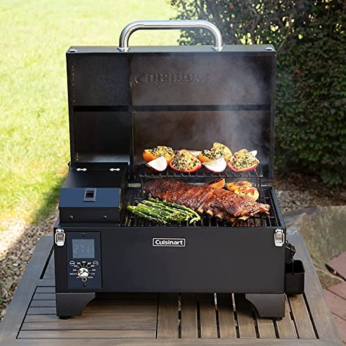 Cuisinart CPG-256 Portable Wood Pellet Grill and Smoker, Black and Dark Gray