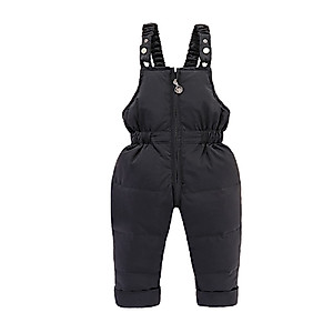 12 M -4 Years Toddler Kids Girls Boys Two Piece Snowsuit Ski Pants Set Winter Hooded Down Coat Jumpsuit Skiing Jacket (Black, 2-3 Years)
