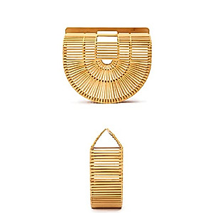 Hxinson 2023 ins Summer Straw Bags for Women Handmade Woven Ladies Handbags Bohemian Travel Beach Totes Clutch Bag (Primary Color,S)