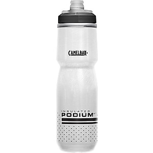 CamelBak Podium Chill Insulated Bike Water Bottle - Easy Squeeze Bottle - Fits Most Bike Cages - 24oz, White/Black