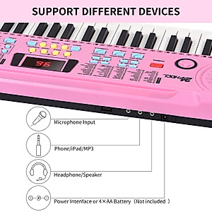 24HOCL 61 Keys Keyboard Piano, Kids Piano Keyboard with UL Adapter, Stand, Built-In Speaker, Mic, Portable Electronic Keyboard for Boys, Girls, Beginners Birthday Holidays Best Gifts