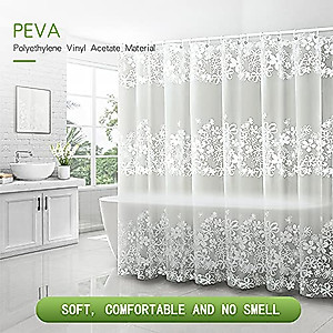 FYY Shower Curtain Liner, 72 Inch Waterproof PEVA Shower Curtain Liners with Metal Grommets and 12 Plastic Hooks Thick Bathroom Plastic Shower Curtain Liner-Flower