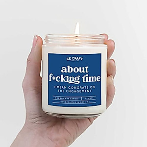 CE Craft About F*cking Time Candle - Scented Soy Wax Candle - Gift for Engagement, Bride - Gift for Newly Engaged Couple - Engagement Gift for Best Friend - Funny Engagement Gift (Sugar Cookie)