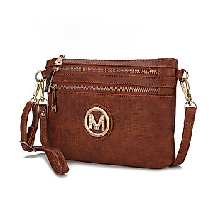 MKF 2 in 1 Crossbody Bags for Women, Wristlet Purse - Ladys Small PU Leather Messenger Handbag - Adjustable Strap Tan