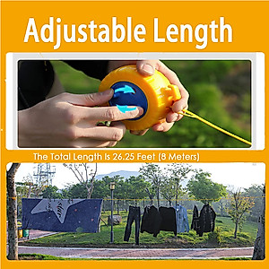 YRLPHRD Retractable Clothesline Outdoor Adjustable 26ft Portable Laundry Drying Rope Short Cord Retracting Clothes Line for Hotel Travel Camping Indoor Backyard, 3.5 In long and 1.5 In thick, YELLOW