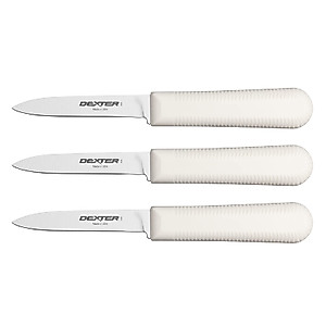 Dexter-Russell 3 pack of 3¼Paring Knives, S104-3PCP, SANI-SAFE Series, Silver, White