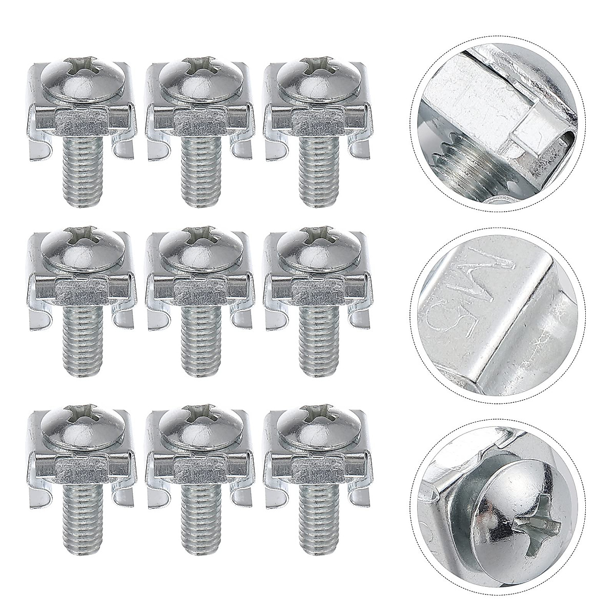 TEHAUX 100 Pcs Computer Rack Mount Cage Screws and Nuts for Rack Mount Server Cabinets- Industrial Screws