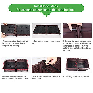 Hershii Plastic Raised Garden Bed Rectangular Planter Boxes Kit Indoor Outdoor Gardening Container for Growing Vegetables, Plants, Herbs, Flowers & Succulents - Brown - 61.41 X 15.35 X 8.66 Inches