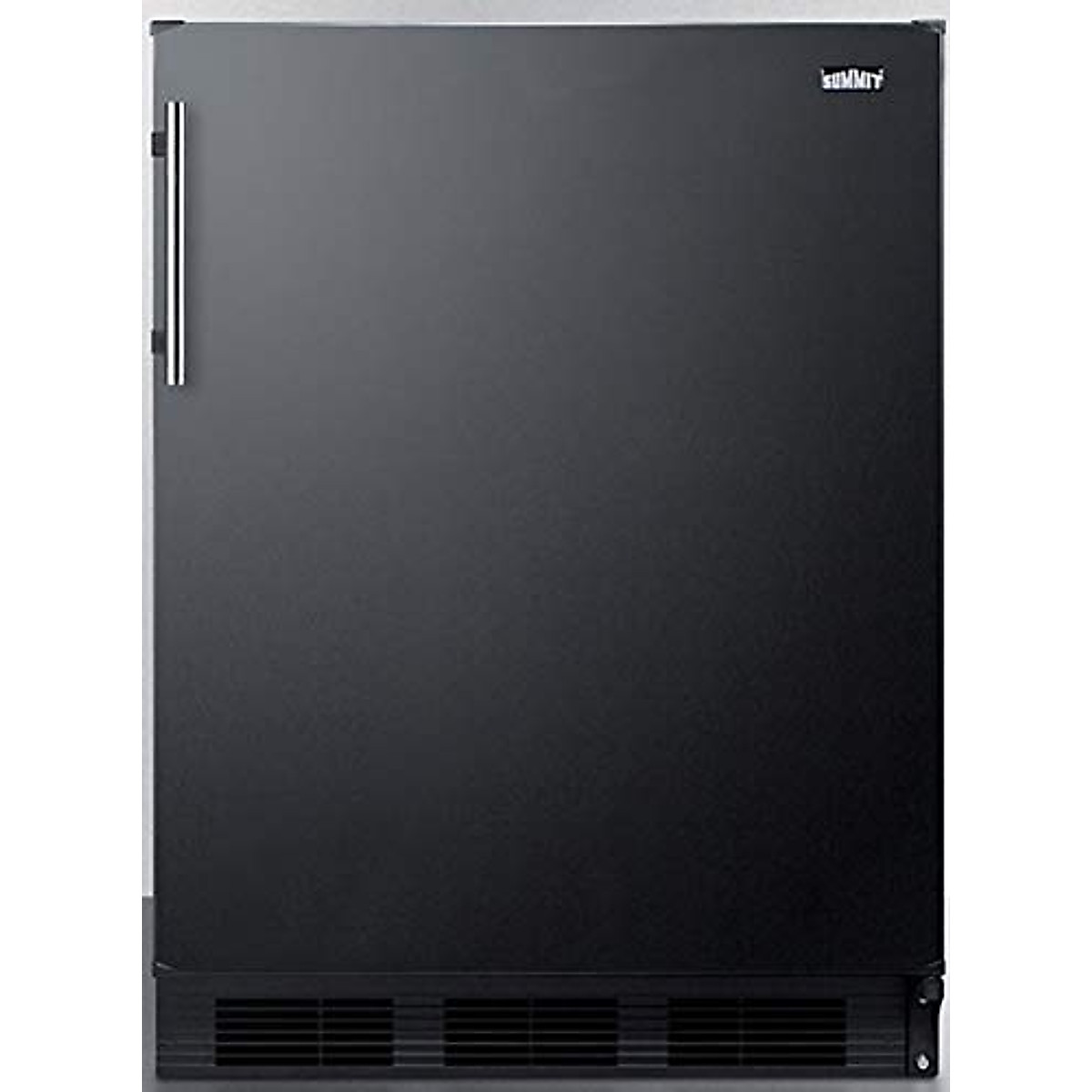 Summit CT663BKBI 24 Compact Refrigerator with 5.1 cu. ft. Capacity Adjustable Glass Shelves Dual Evaporator Reversible Door Adjustable Thermostat in Black