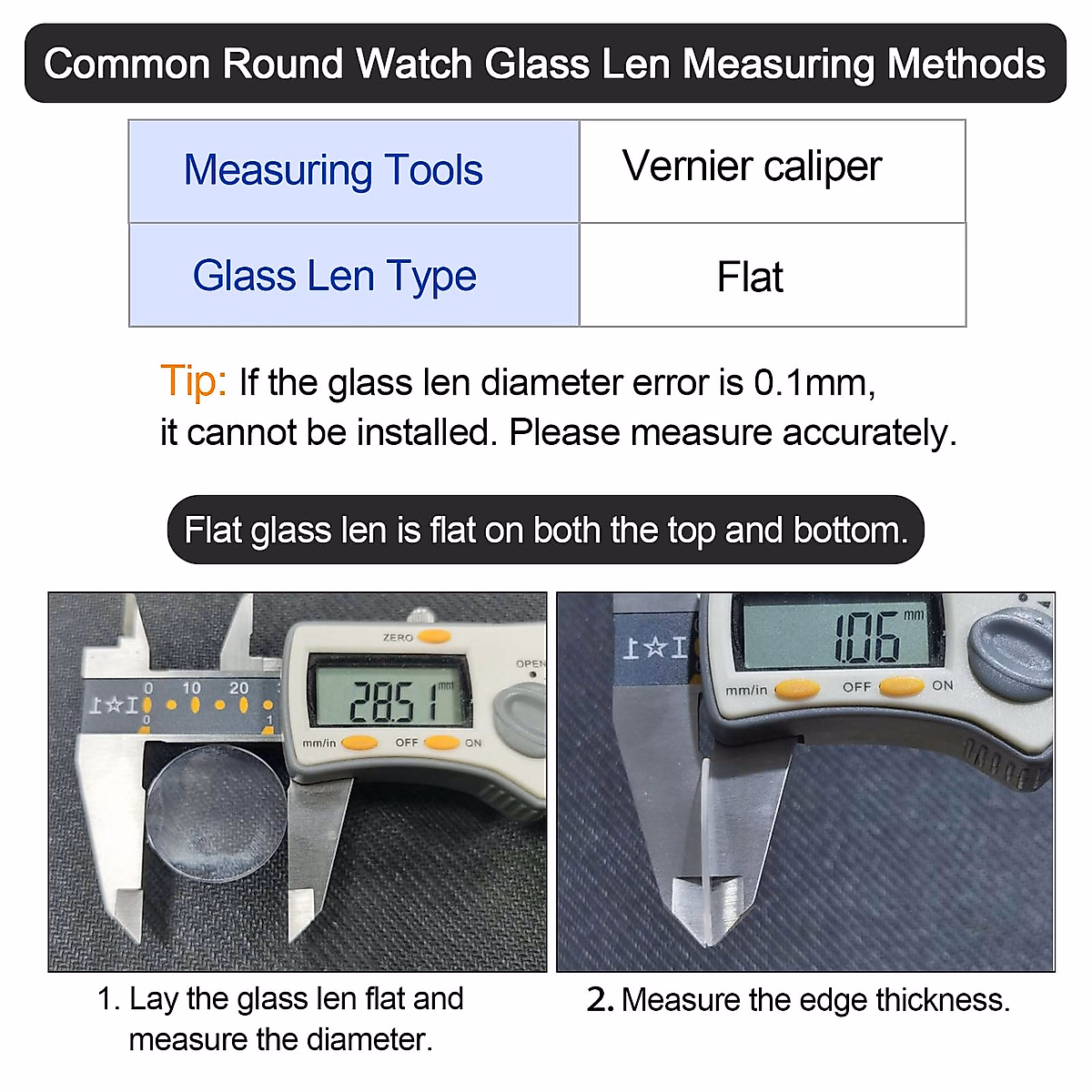 uxcell 35mm Dia. Watch Glass Sapphire Crystal Lens, Round Flat 1mm Thickness Replacement Parts for Watchmaker Repair Clear
