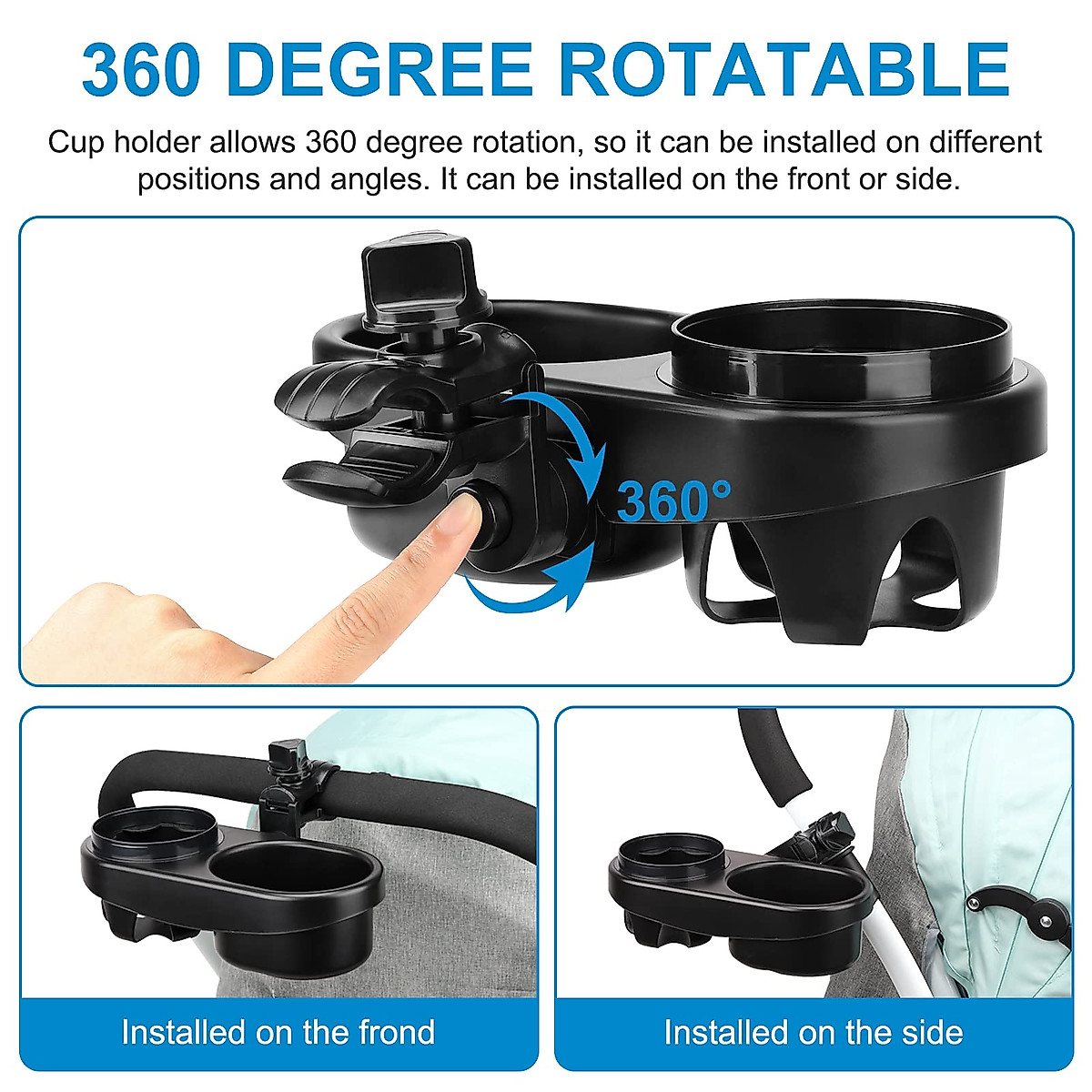 Accmor 2 in 1 Stroller Cup Holder with Snack Tray, Universal Stroller Tray Snack Catcher Drinks Holder, Stroller Snack Tray Ideal for Mom and Baby