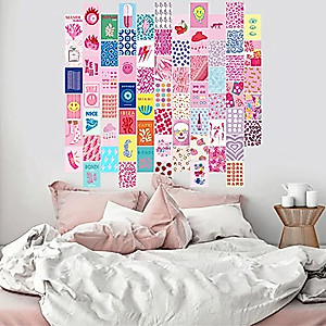 Preppy Room Decor, 70pcs Preppy Wall Collage Kit Aesthetic Pictures, Cute Preppy Wall Decor, Trendy Pink Photo Collage Kit 4"x6" Hot Pink Preppy Wall Art Posters, Preppy Things for Teen Girls Bedroom Dorm