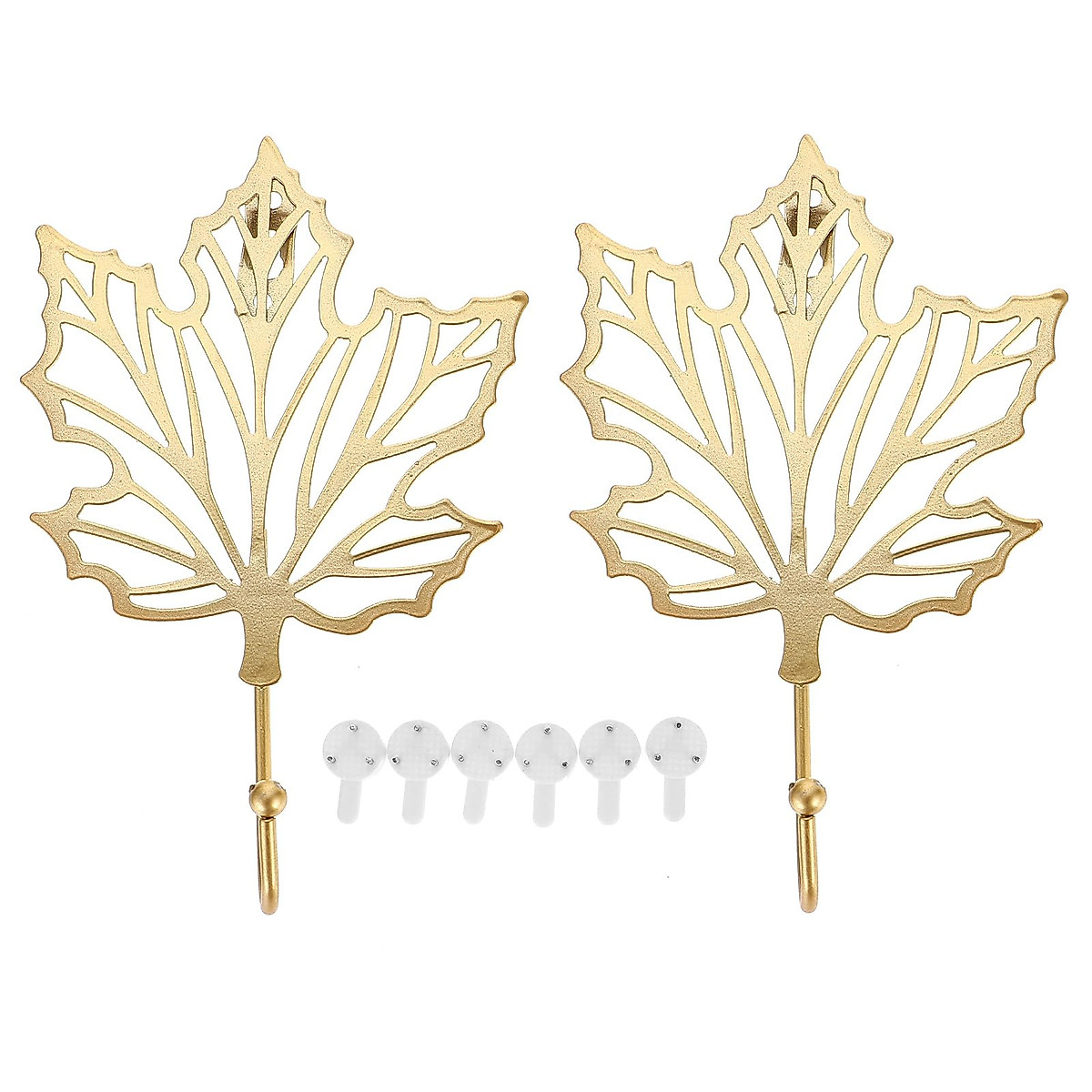 PRETYZOOM Hollow-Out Leaf Wall Hooks, Decorative Iron Hooks Wall Mounted Metal Coat Hooks for Coat Hats Towels, Single Prong Wall Mount Hangers for Closet, Bathroom