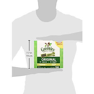GREENIES Original TEENIE Natural Dog Dental Care Chews Oral Health Dog Treats, 36 oz. Pack (130 Treats)